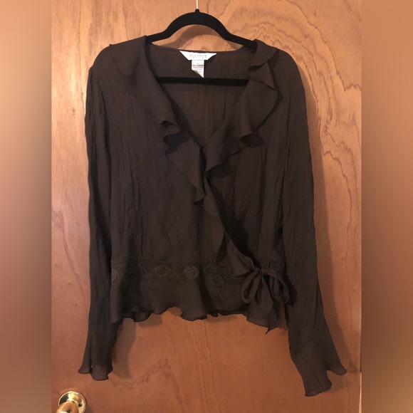 Allison Taylor | Tops | Allison Taylor Brown Longsleeve Wraparound ...